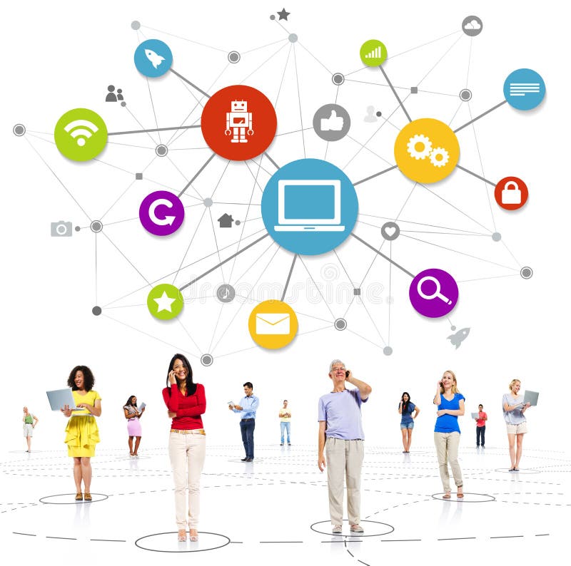 Casual Diverse People Technology Connection Concept Stock Image - Image ...