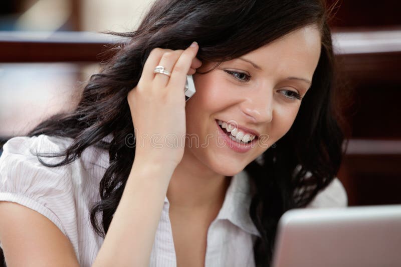 Casual Female on Call stock photo. Image of hotel, pretty - 36408868