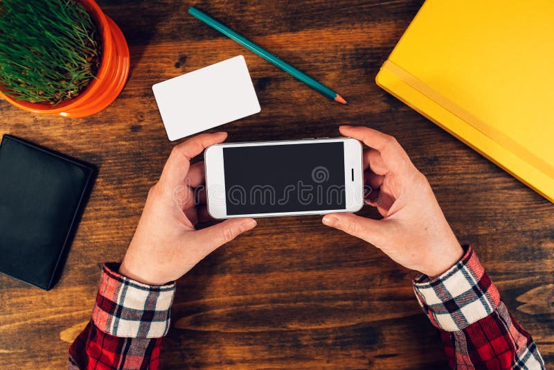 Casual Female Graphic Designer Using Smart Phone Stock Photo - Image of ...