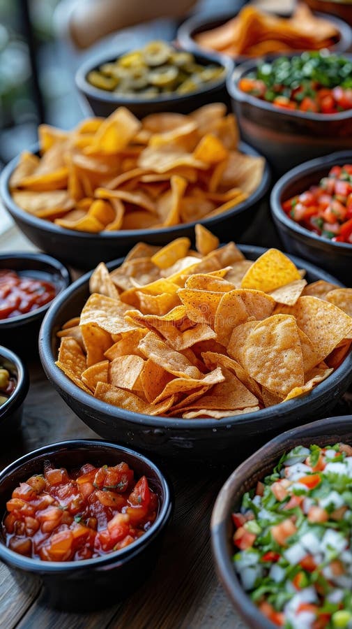 A Casual Gathering with Bowls of Chips and Various Toppings for ...