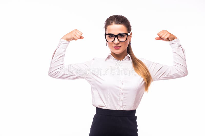 Casual Girl Showing Power, Strong Stock Photo - Image of excellent ...