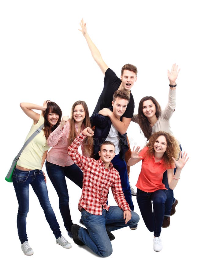 Group of Friends Together on the Beach Having Fun. Happy Young People ...