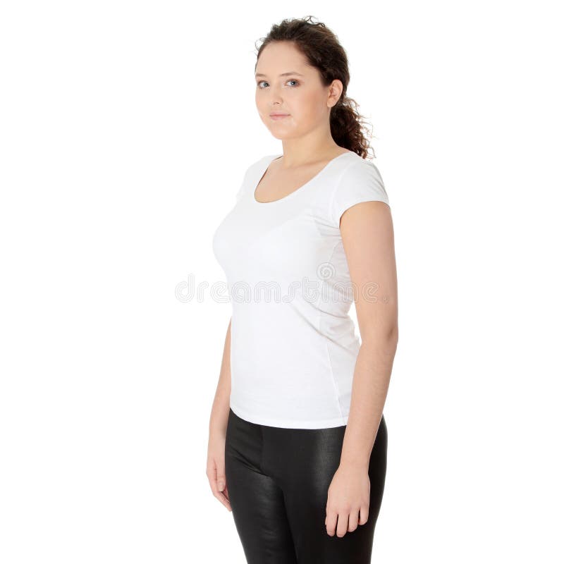 Young Corpulent Woman with Measure Tape Stock Image - Image of isolated ...