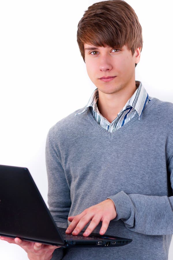 Casual male with a laptop stock image. Image of casual - 22799099