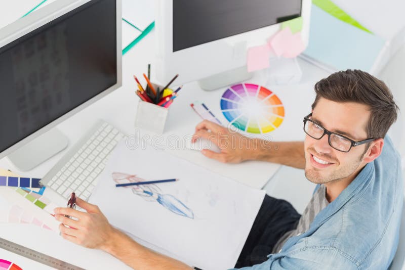 Casual Male Photo Editor Using Computer Stock Photo - Image of ...