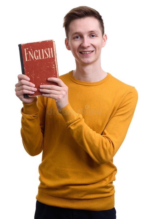 Casual Man Holds Textbook Learning English Stock Photos - Free ...