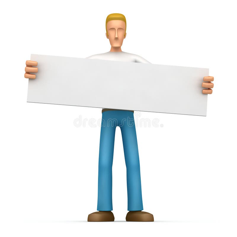 Casual Man Holds Up a Poster Stock Illustration - Illustration of human ...