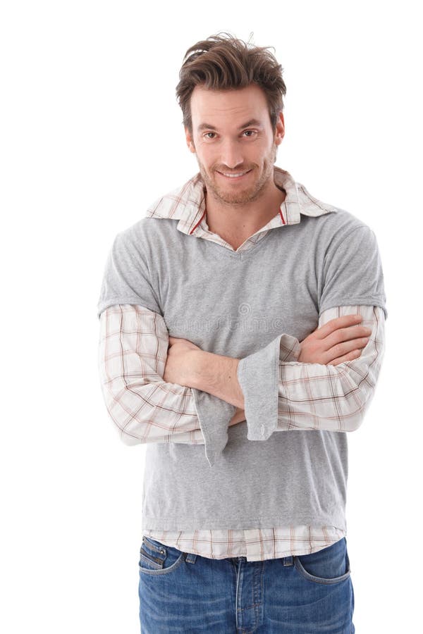 Casual Man Looking Questioningly Smiling Stock Image - Image of ...