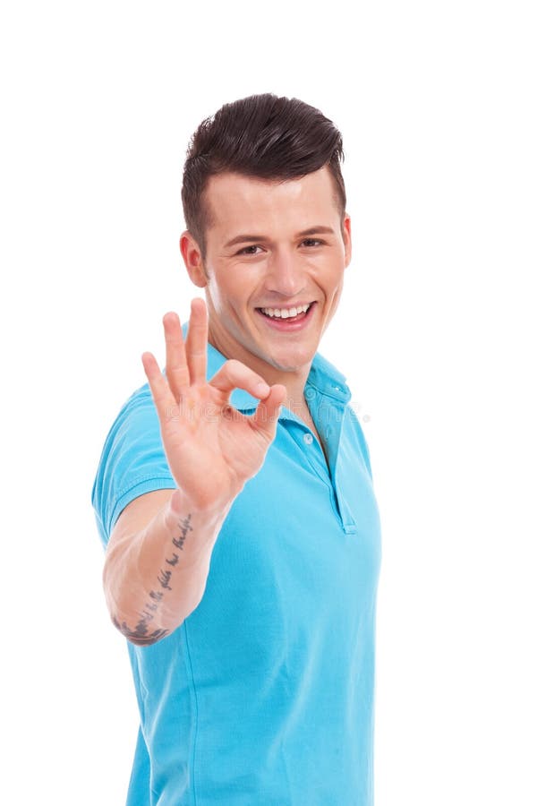 Blushing Man with Hand on Chest Stock Photo - Image of european ...