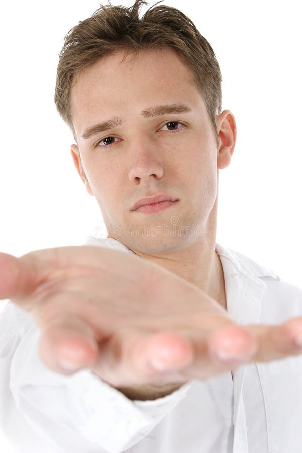 Casual man reaching out stock image. Image of product - 2648627