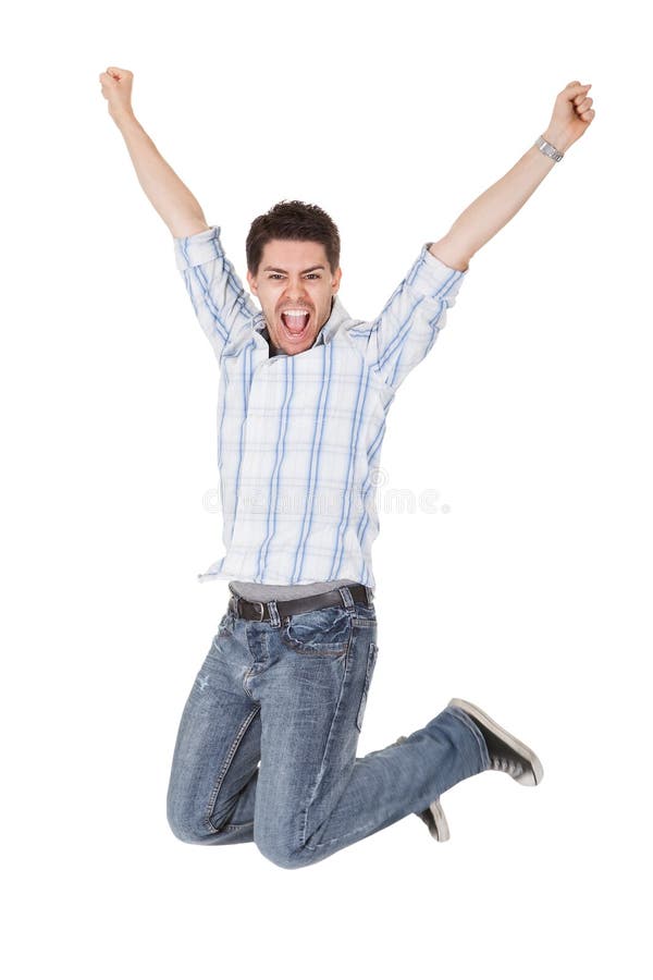 Casual Man Shouting for Joy Stock Photo - Image of happy, caucasian ...