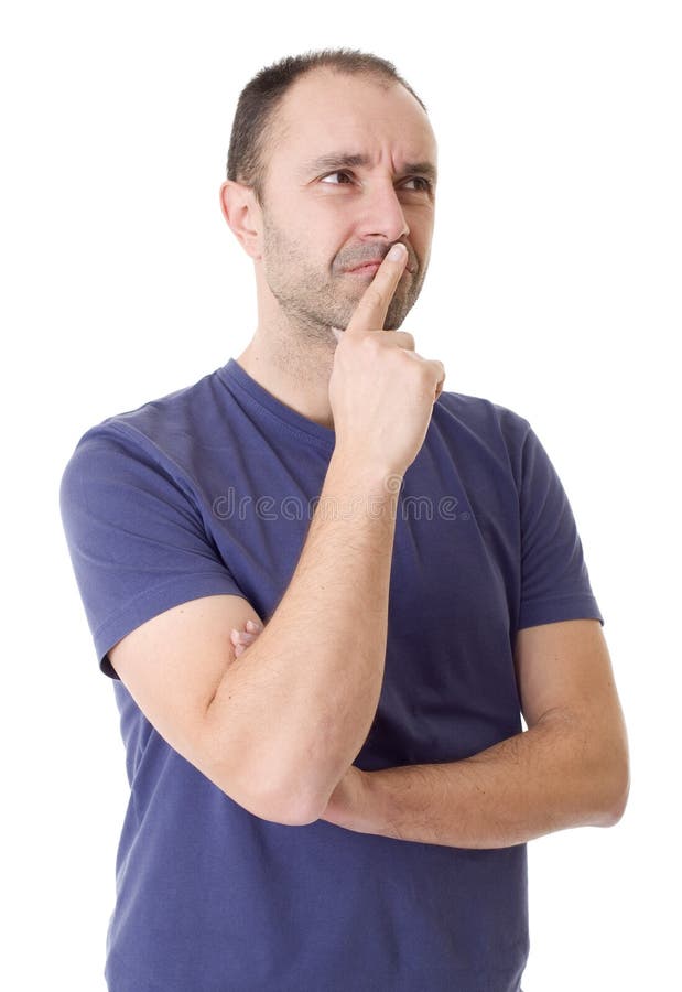 Casual man thinking stock image. Image of style, waiting - 127819437