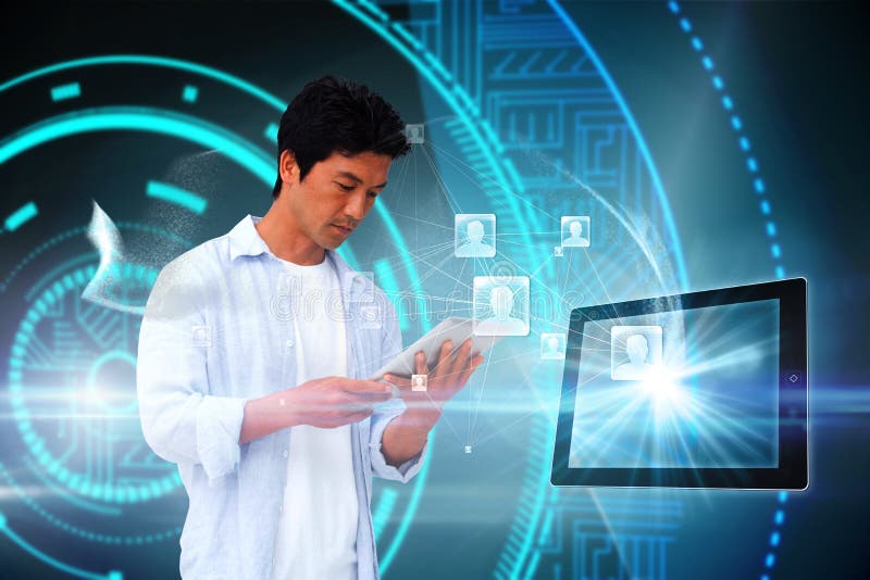 Casual Man Using Tablet Profile Icons Stock Photos - Free & Royalty ...