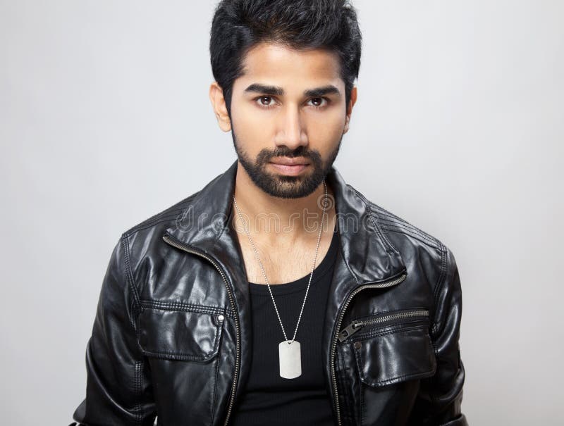 Casual Man Wearing a Leather Jacket Stock Photo - Image of confident ...