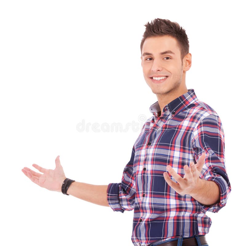 Casual Man In Welcoming Gesture Stock Image - Image of communication ... Casual Man In Welcoming Gesture Stock Image - Image of communication ...
