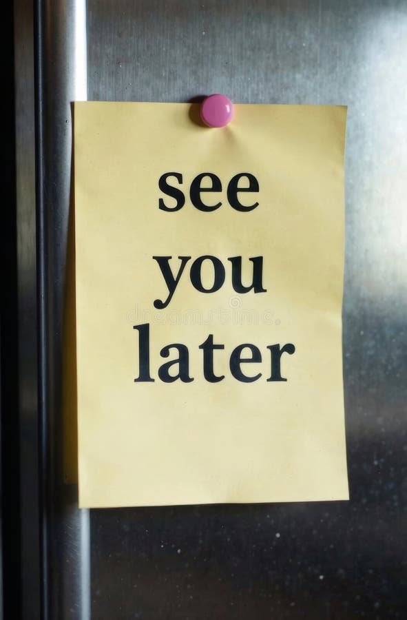 Casual Note Left on Refrigerator Conveys Friendly Goodbye Message Stock ...