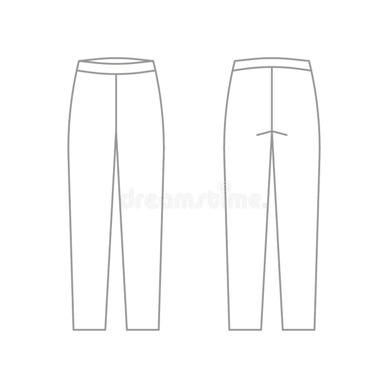 Casual Pants Classic Trousers, Sweatpants Technical Drawing, Outline ...