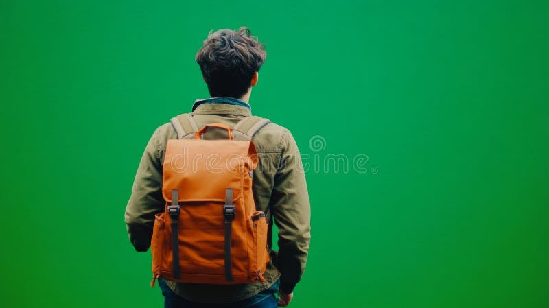 A Casual Pose of an Individual with a Backpack Looking Towards the ...