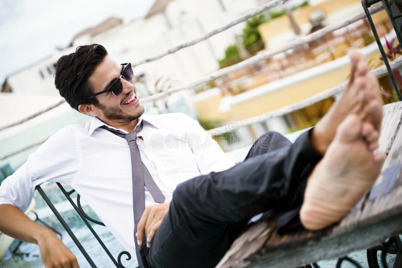 Casual and Relaxed Business Man Stock Image - Image of glasses, laugh ...