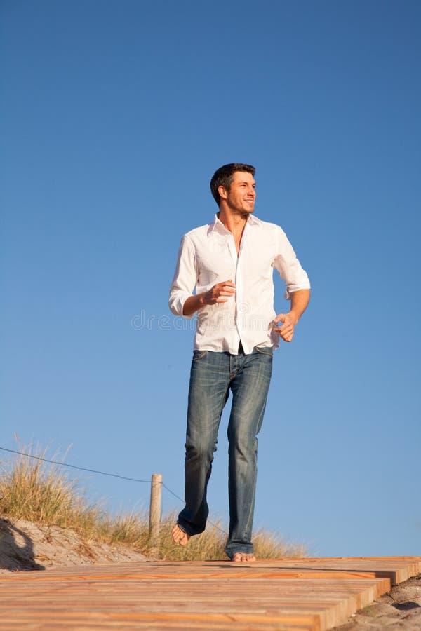 Casual running happy man stock photo. Image of love, holiday - 9661954