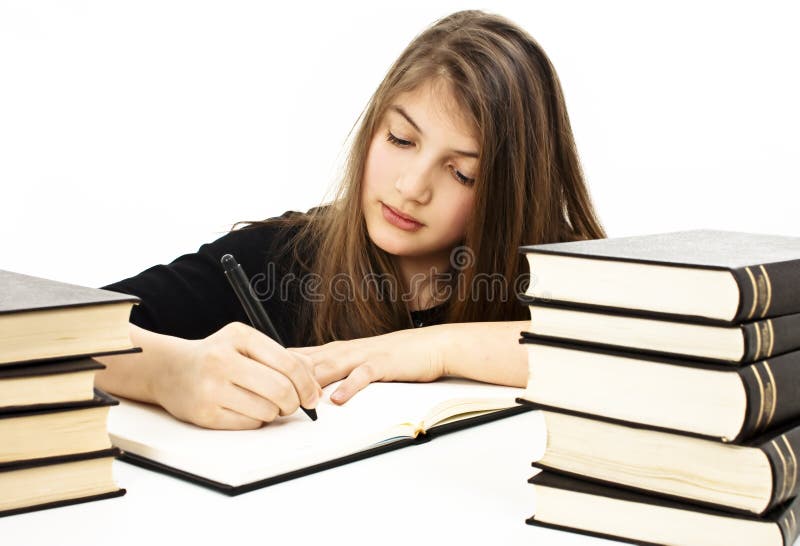 350 Pretty Little Girl Doing Her School Homework Stock Photos - Free ...