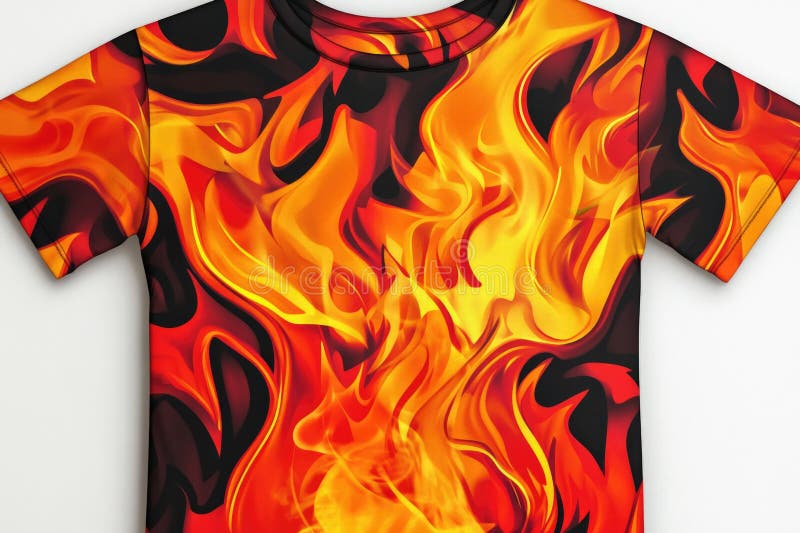 A Casual T-shirt with a Bold Fire Design Stock Image - Image of warm ...