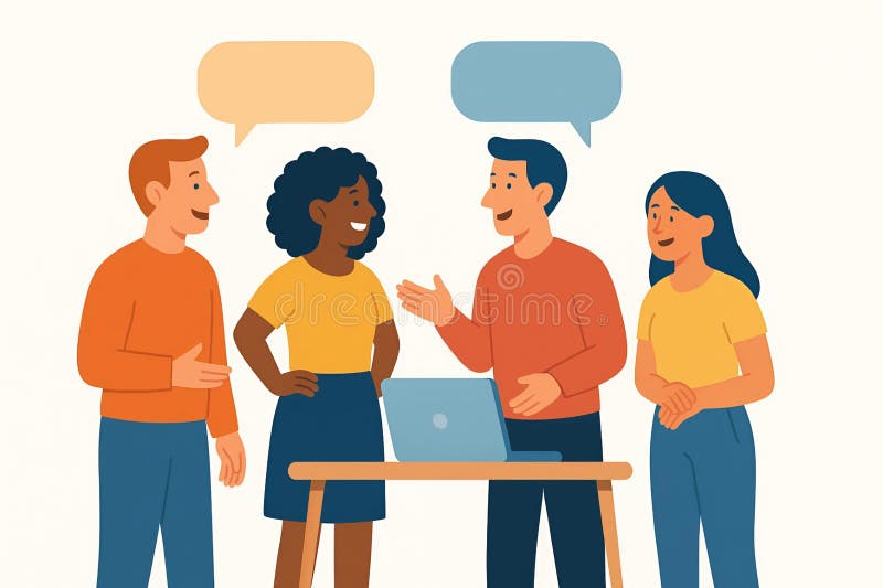 Casual Team Discussion stock illustration. Illustration of community ...