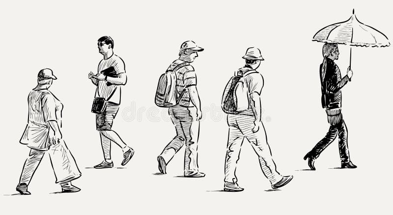 Casual townspeople stock vector. Illustration of sketch - 49756341