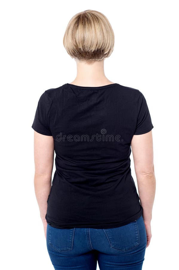 Casual woman from back stock photo. Image of white, wall - 51183438