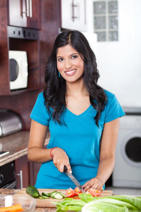 Casual woman cooking stock image. Image of black, lettuce - 23391549