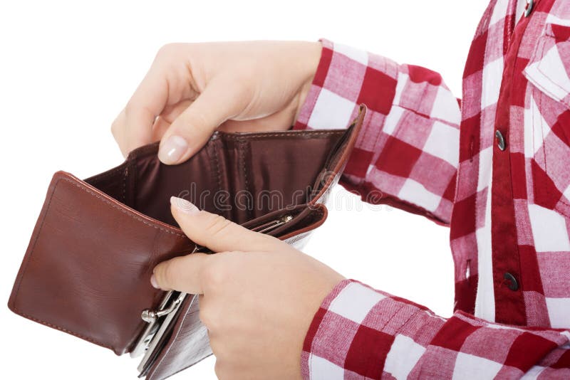 Casual Woman Showing Her Empty Wallet. Stock Photo - Image of paying ...