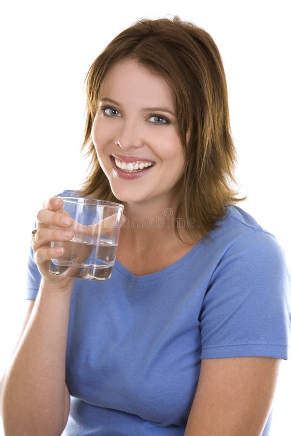 Casual woman with water stock image. Image of adult, smile - 20691255