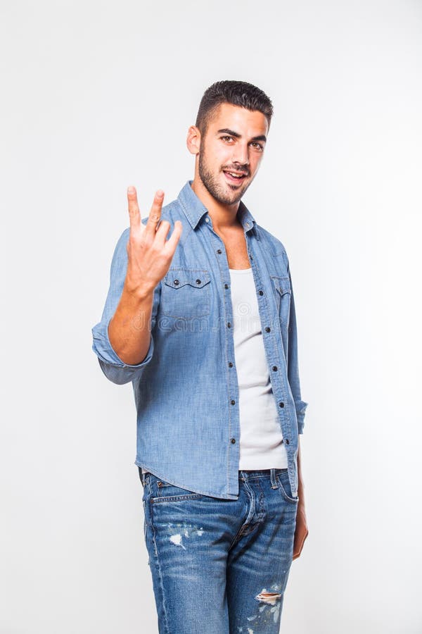 Casual Young Hansome Man Isolated Stock Image - Image of jeans, person ...