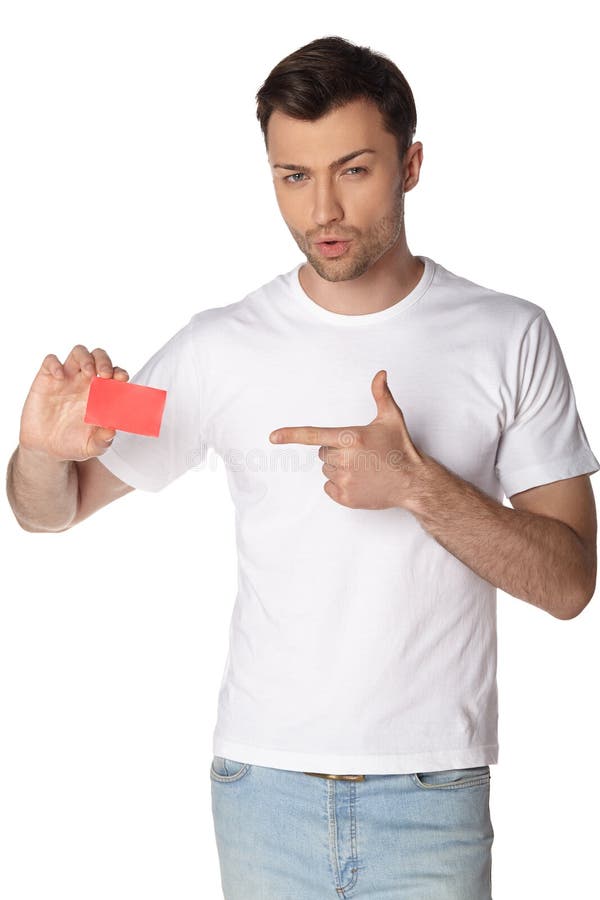 Casual Young Man Looking at Camera, Keep Card Stock Photo - Image of ...