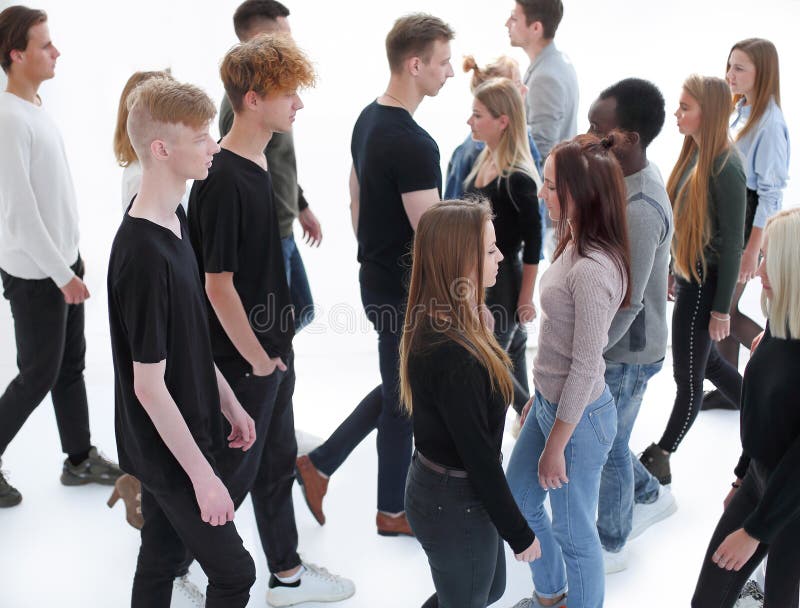 Casual Young People Moving in Different Directions Stock Image - Image ...
