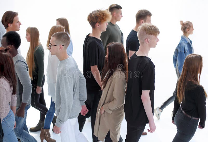 Casual Young People Moving in Different Directions Stock Photo - Image ...