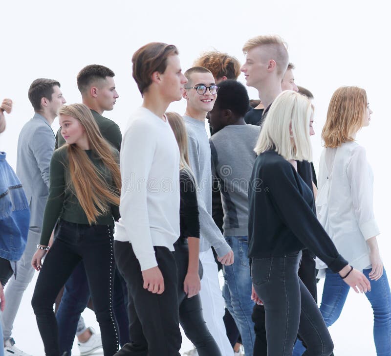 Casual Young People Passing by Each Other Stock Photo - Image of ...