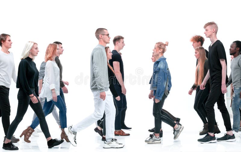 Casual Young People Walking in Different Directions Stock Photo - Image ...