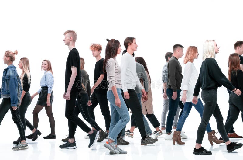Casual Young People Walking in Different Directions Stock Image - Image ...