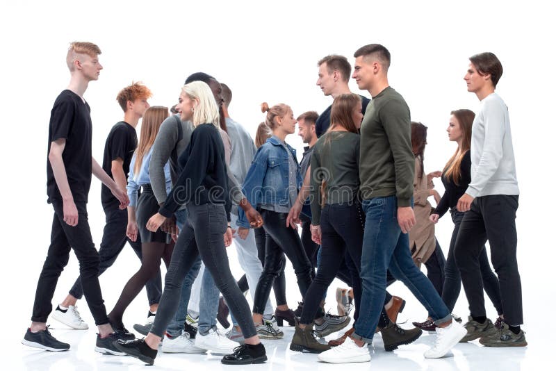 Casual Young People Walking in Different Directions Stock Photo - Image ...