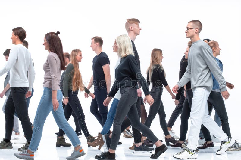 Casual Young People Walking in Different Directions Stock Photo - Image ...