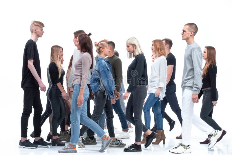 Casual Young People Walking in Different Directions Stock Photo - Image ...