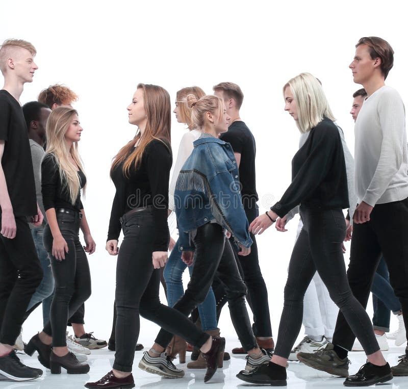 Casual Young People Walking in Different Directions Stock Photo - Image ...