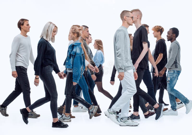 Casual Young People Walking in Different Directions Stock Image - Image ...