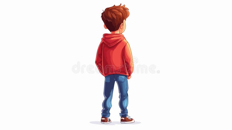 Casually Dressed Cartoon Kid from Behind View Stock Vector ...