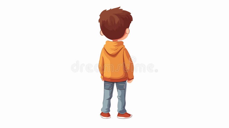 Casually Dressed Cartoon Kid from Behind View Stock Vector ...
