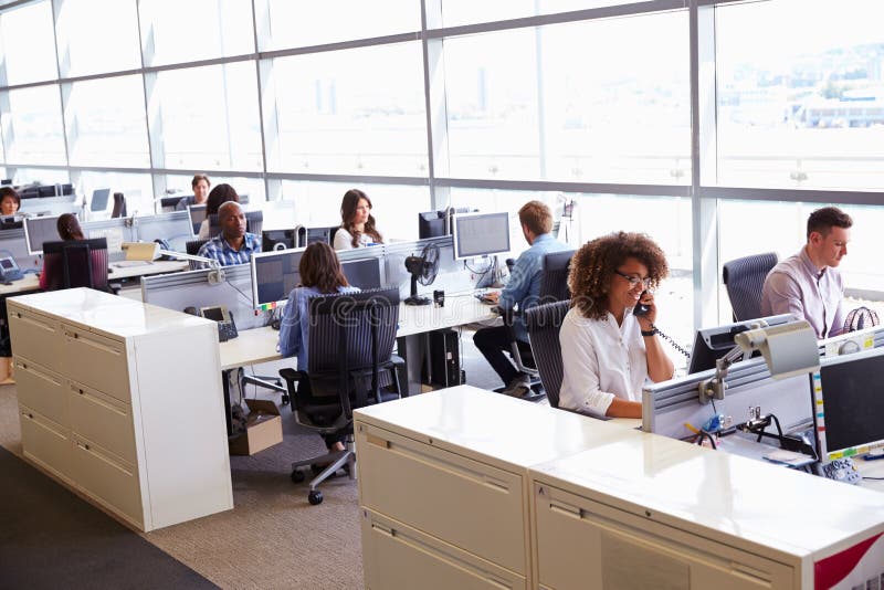 Casually Dressed Workers in a Busy Open Plan Office Stock Image - Image ...