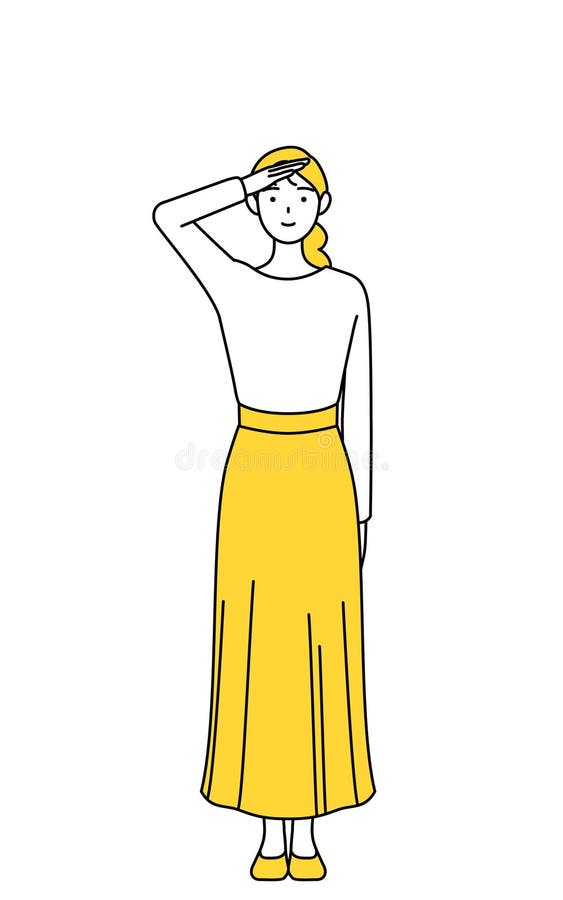 A Casually Dressed Young Woman Making a Salute Stock Vector ...