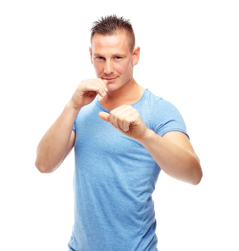 Casually Handsome. a Cropped Portrait of a Man with a Boxers Stance ...