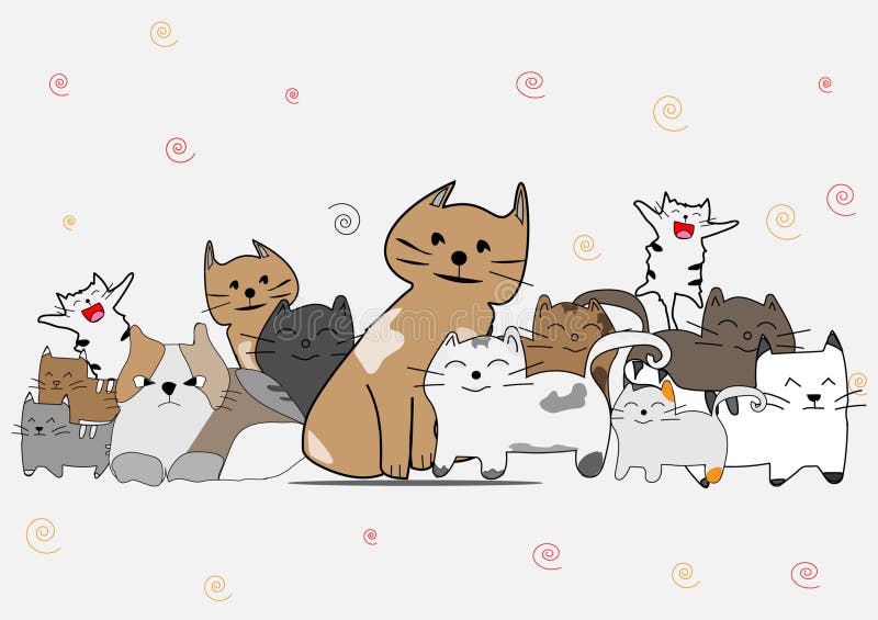 Cartoon Image of a Group of Cats in Various Poses 1 Stock Illustration ...